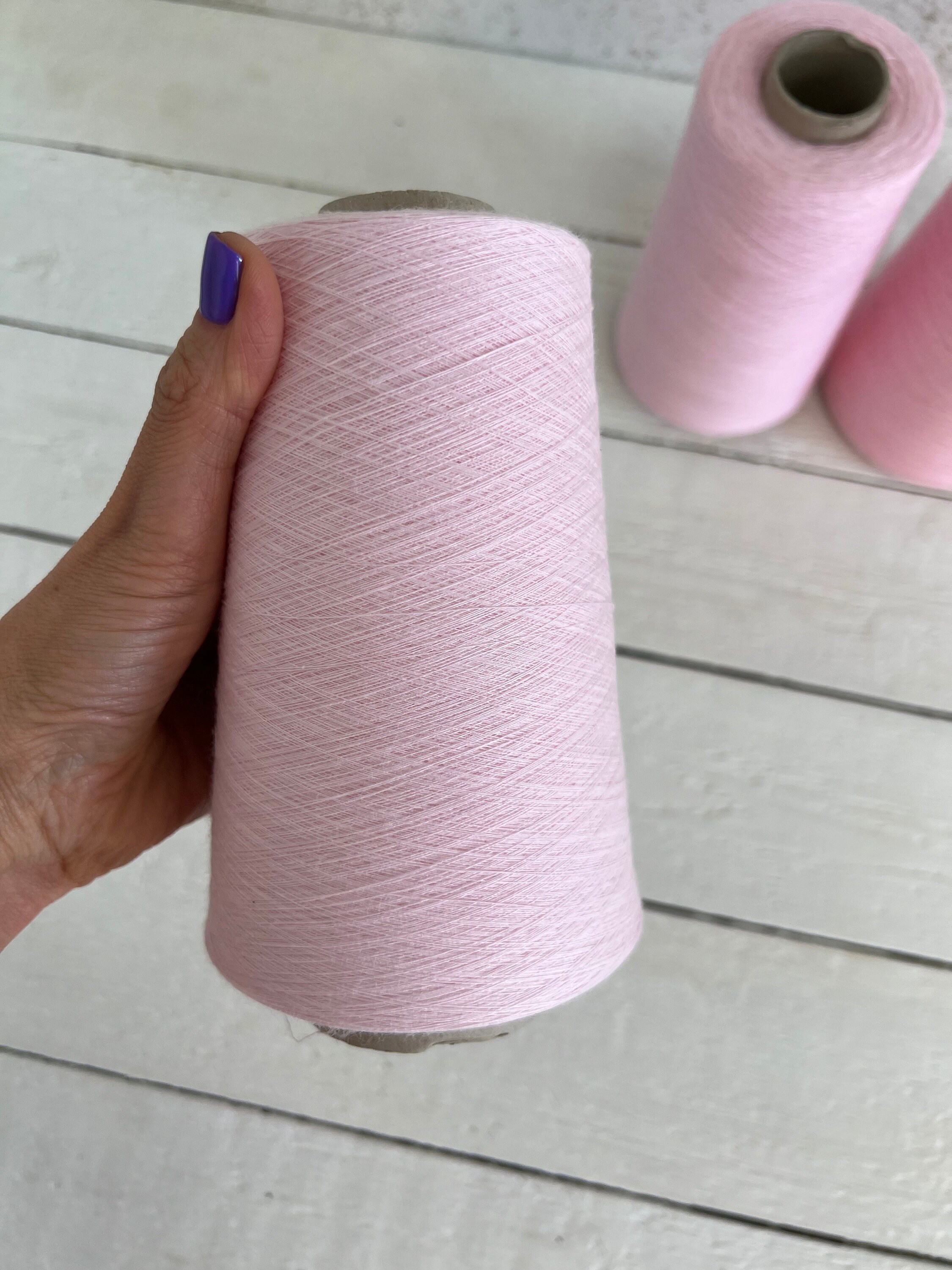 Light Pink Cotton Yarn on Cone, Very Light Pink Yarn, Lace Weight ...