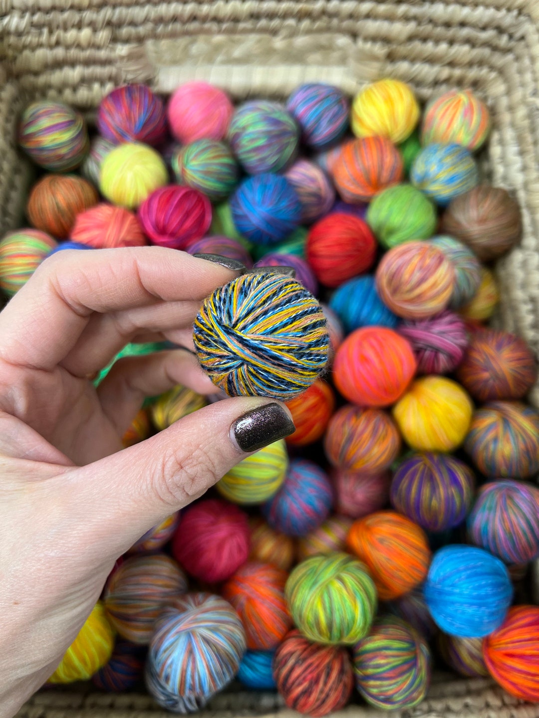 Handmade Mini Yarn Balls, Multicolor Cotton Yarn Pack, Variegated ...