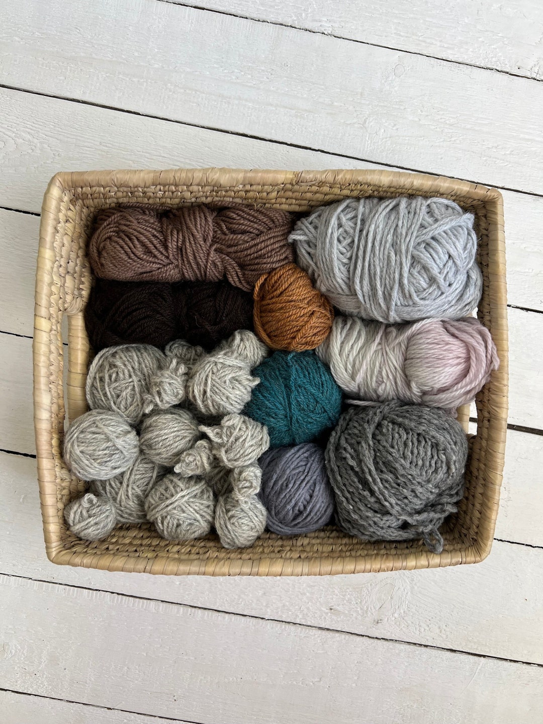 Wool Yarn Bundle, Assorted Grey and Brown Yarn Box for Crafts, Destash ...