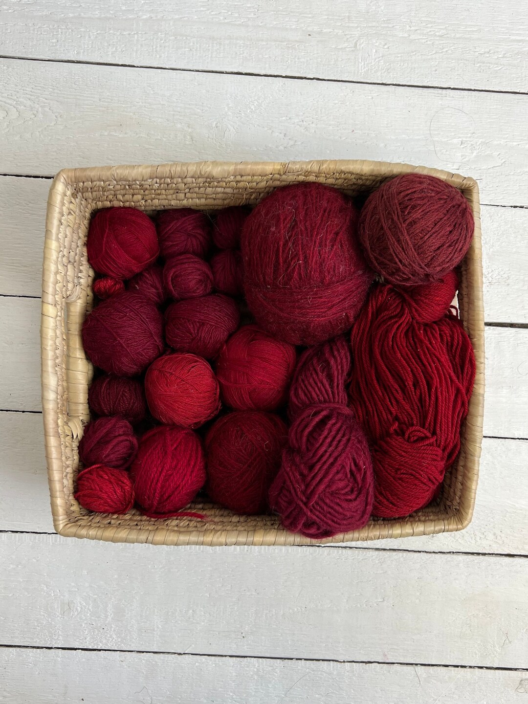 Dark Red Yarn Lot, Destash Yarn Box, Cherry Red Wool and Cotton Yarn ...