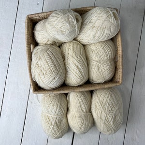 Natural Wool Bundle, White Undyed Yarn Lot, Wool Yarn for Dying, Yarn ...