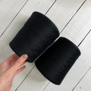 Black Wool Yarn on Cone, Black Knitting Yarn, Lace Weight Yarn Thread ...