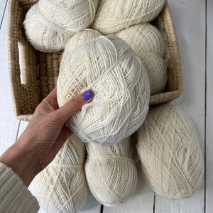 Natural Wool Bundle, White Undyed Yarn Lot, Wool Yarn for Dying, Yarn ...