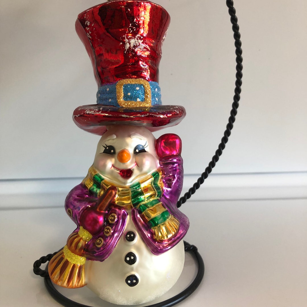 Vintage Christopher Radko happy High Top Large Red Hat Snowman Ornament ...