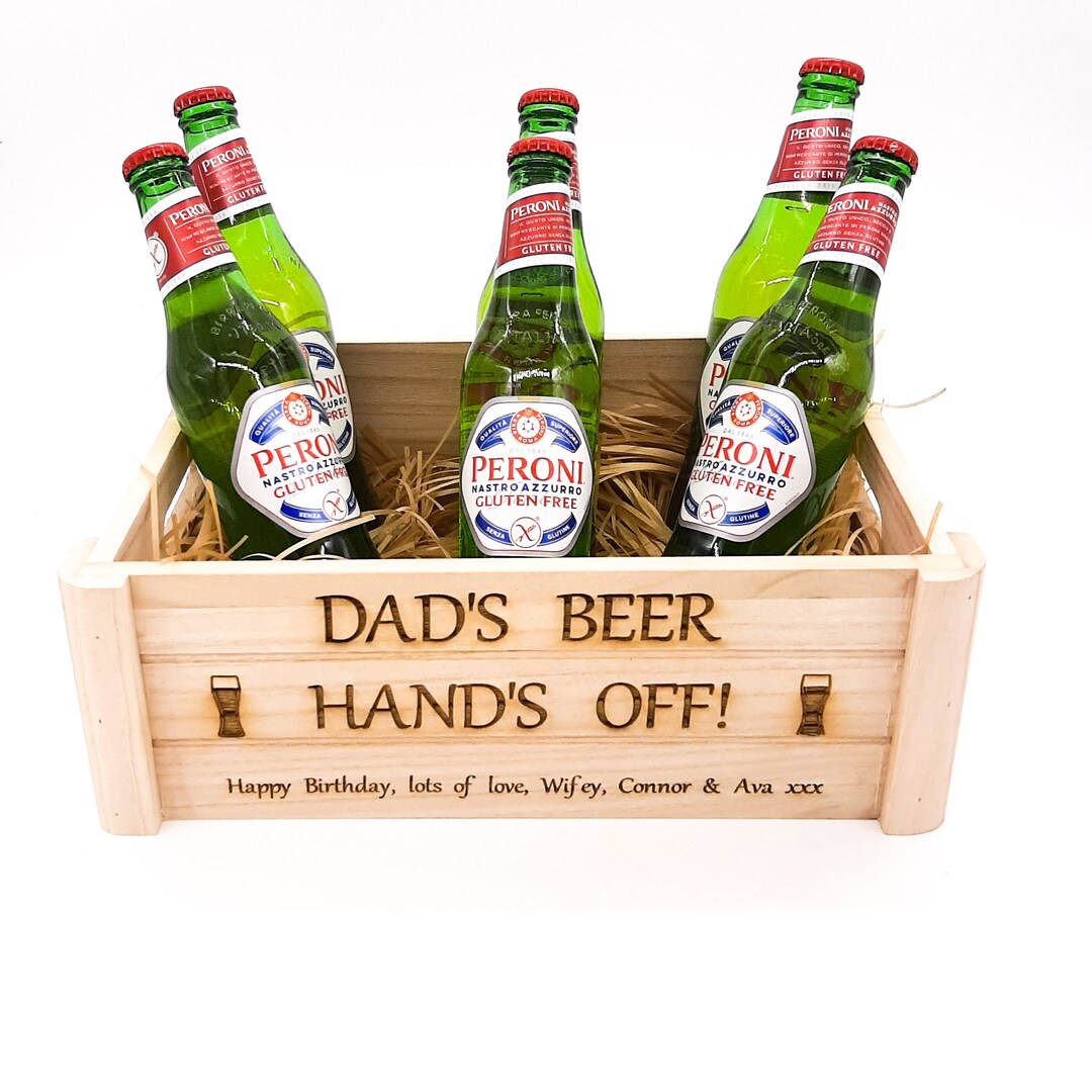 Personalised Beer & Lager Crate With Engraved Message. Gift Dad ...