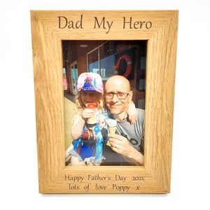 Personalised Dad My Hero Picture Frame. Father's Day Photo Frame With ...