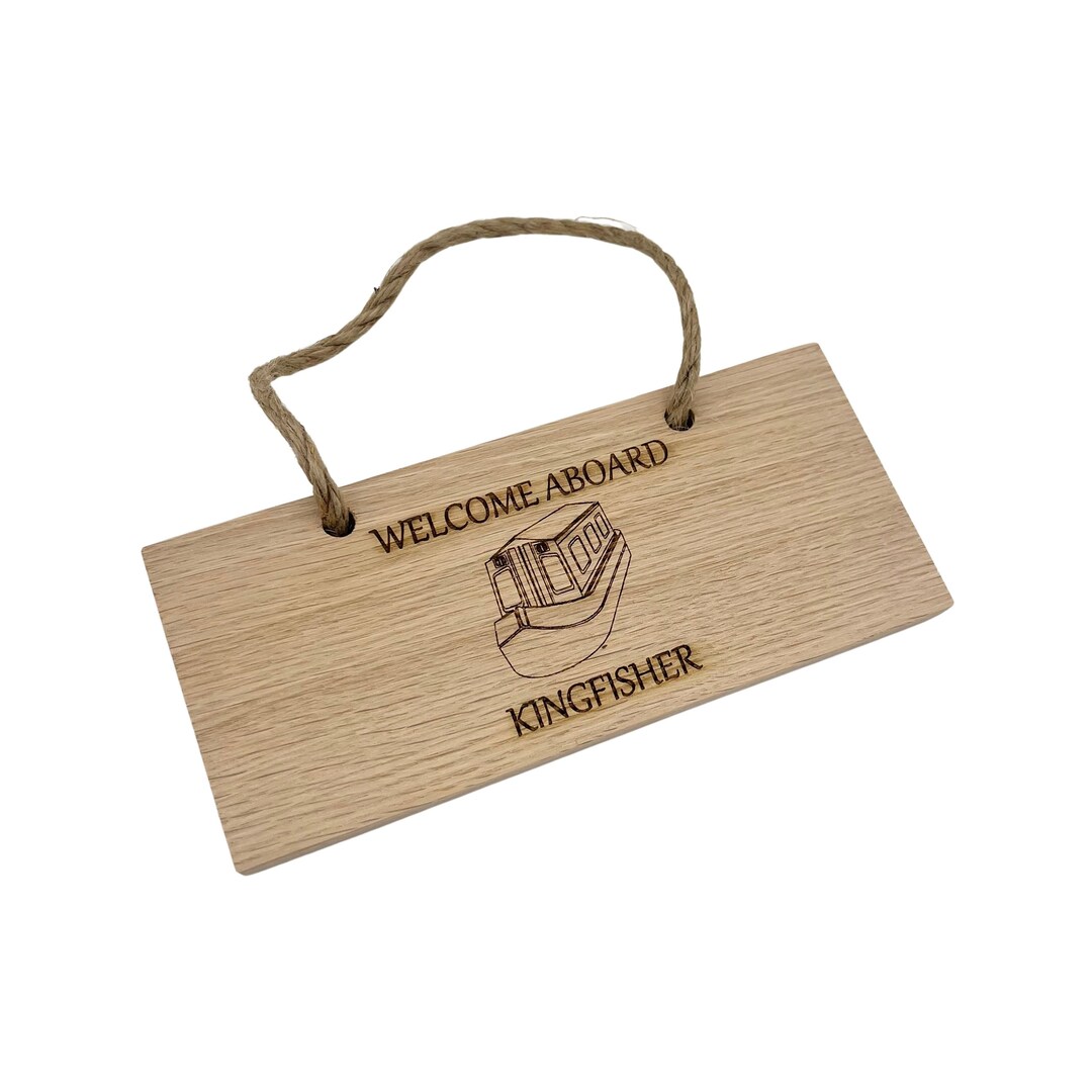 Personalised Narrowboat, Canal Boat Hanging Sign, Solid Oak. Boaters ...