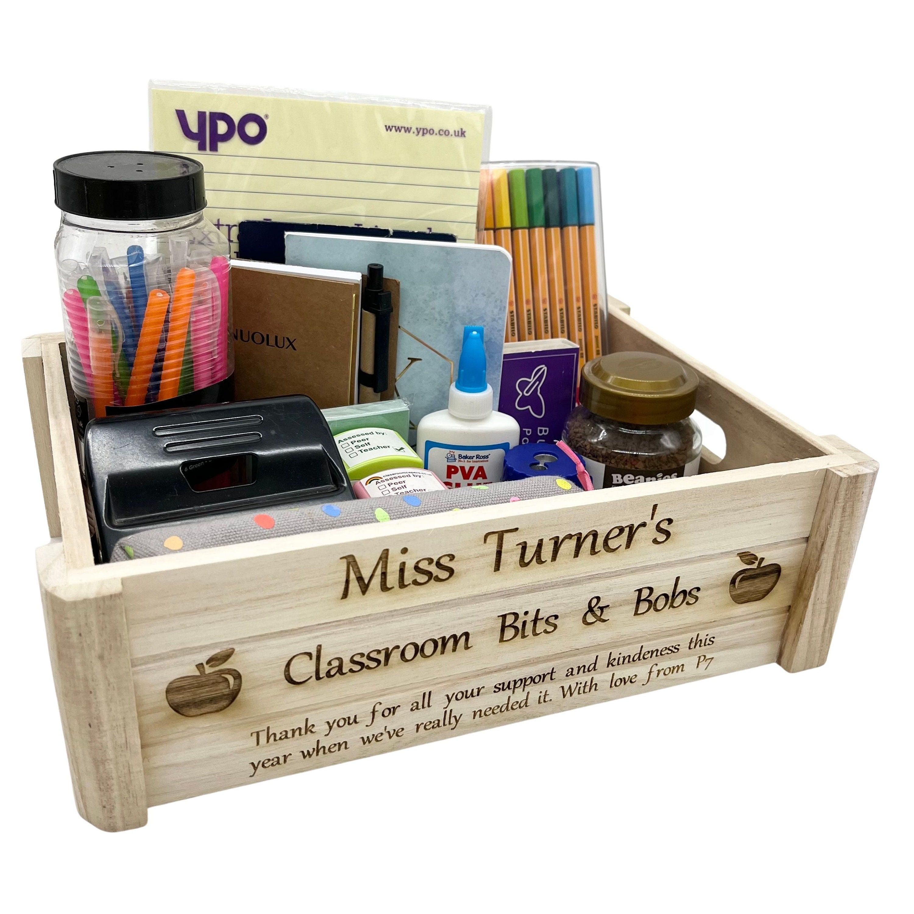 Personalised Teacher Gift Classroom Storage Crate With Apple - Etsy UK