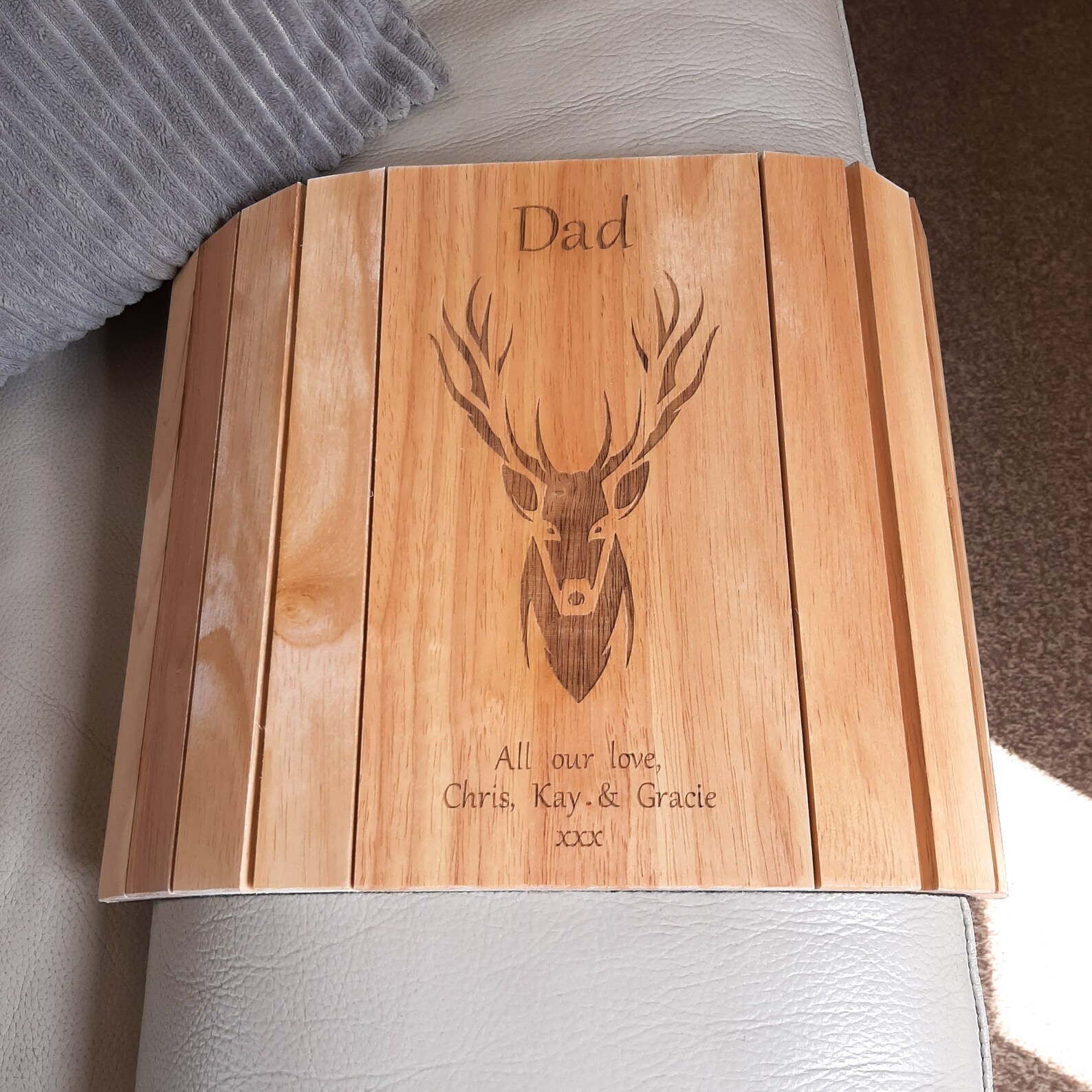 Personalised Stag Sofa Tray & engraved message. Adjustable | Etsy