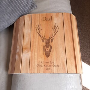 Personalised Stag Sofa Tray & Engraved Message. Adjustable Tray for ...