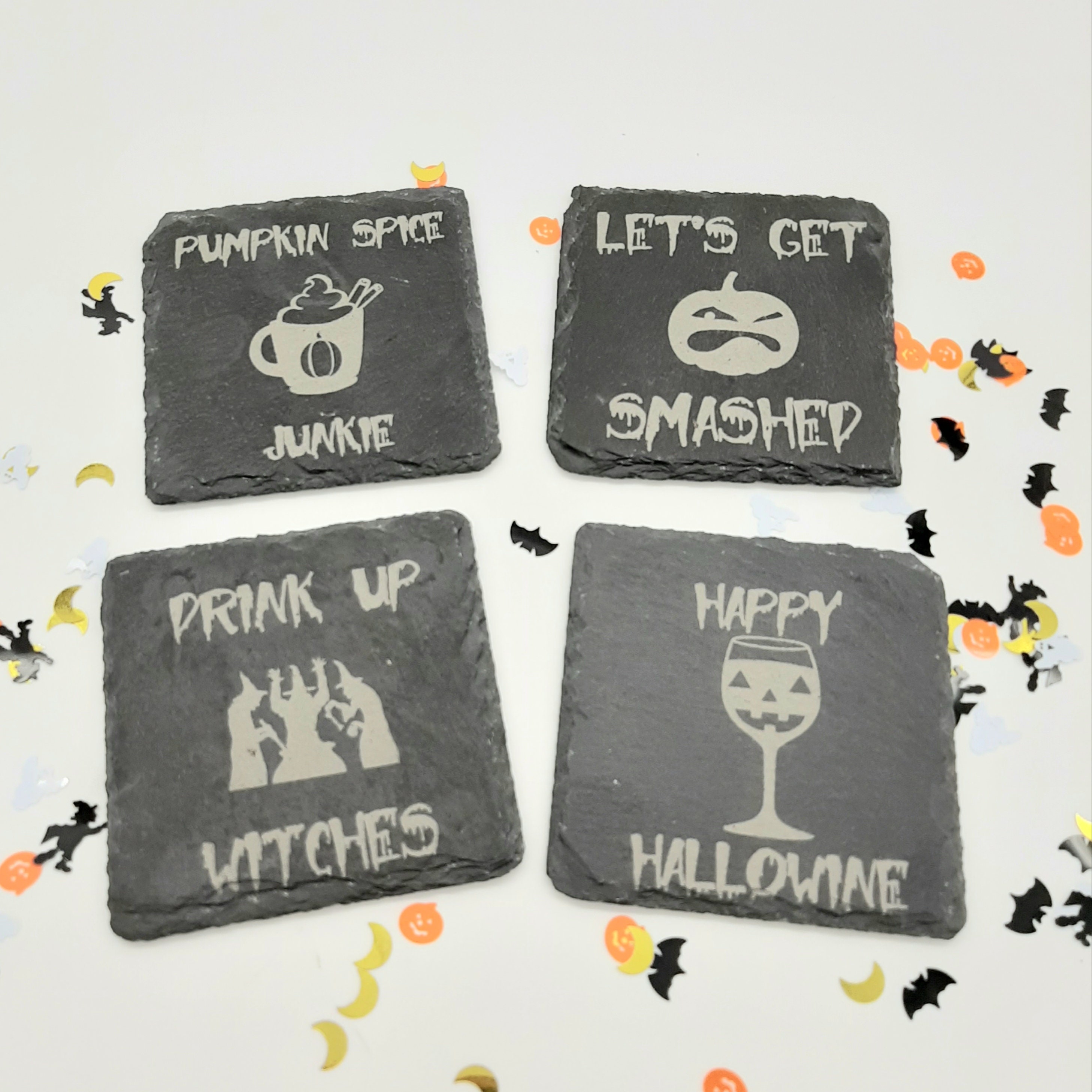 Halloween spooky gift slate coasters. A perfect spooky | Etsy