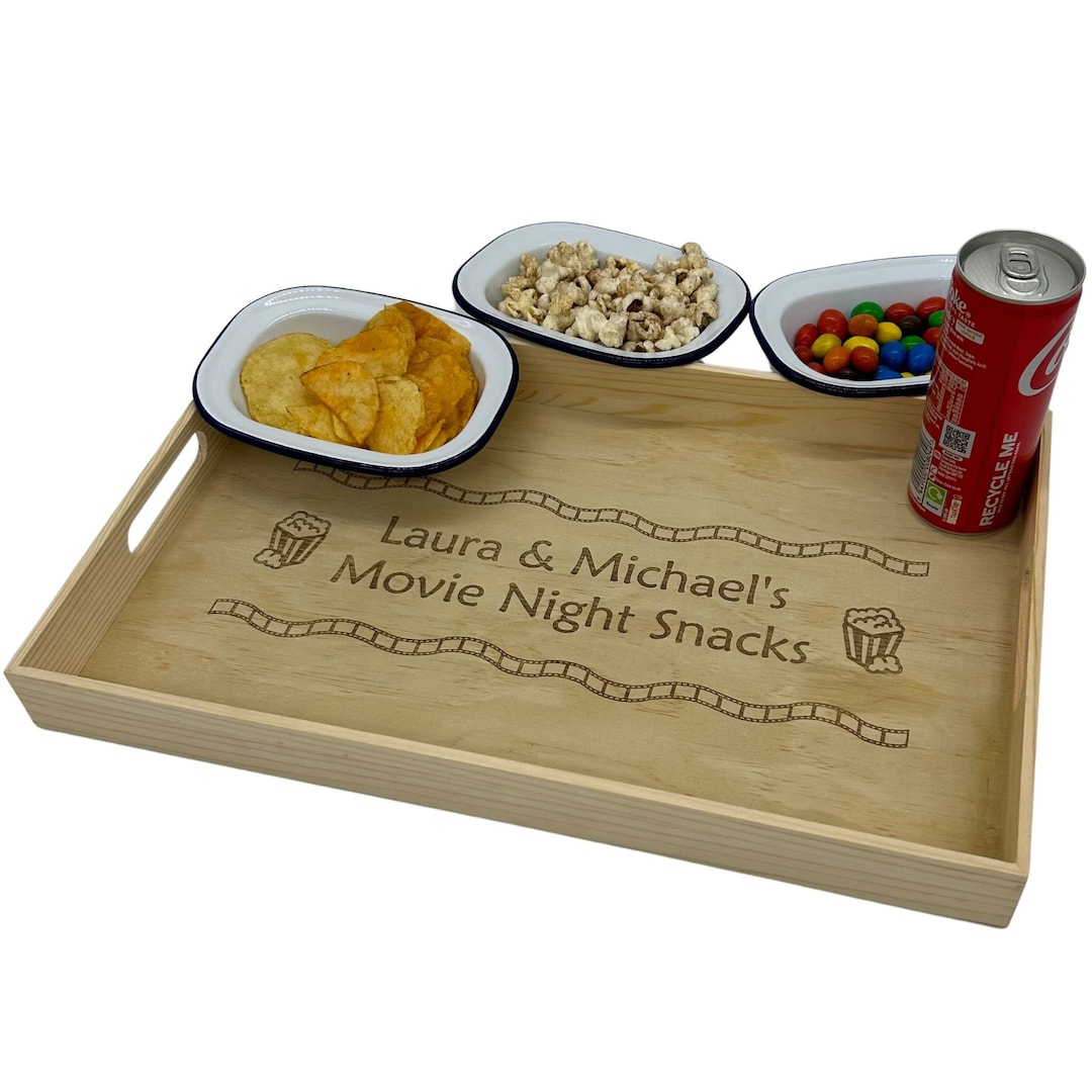 Personalised Movie Night Tray, Lap Tray Engraved With Any Name(s). an ...