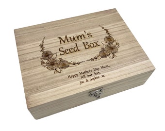 Personalised Floral Garden Seed Box Storage Gifts for Gardeners Any ...