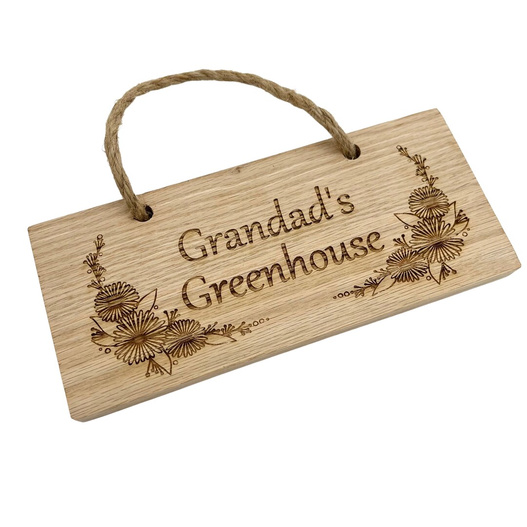 Personalised Greenhouse Sign in Solid Oak, Hanging Sign for Any ...