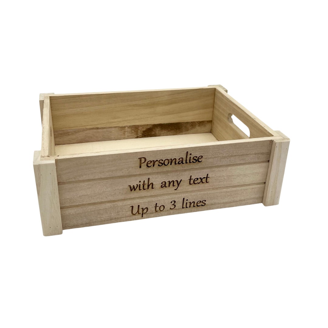 Personalised Wooden Hamper Crate, Engraved With Any Wording. Create ...