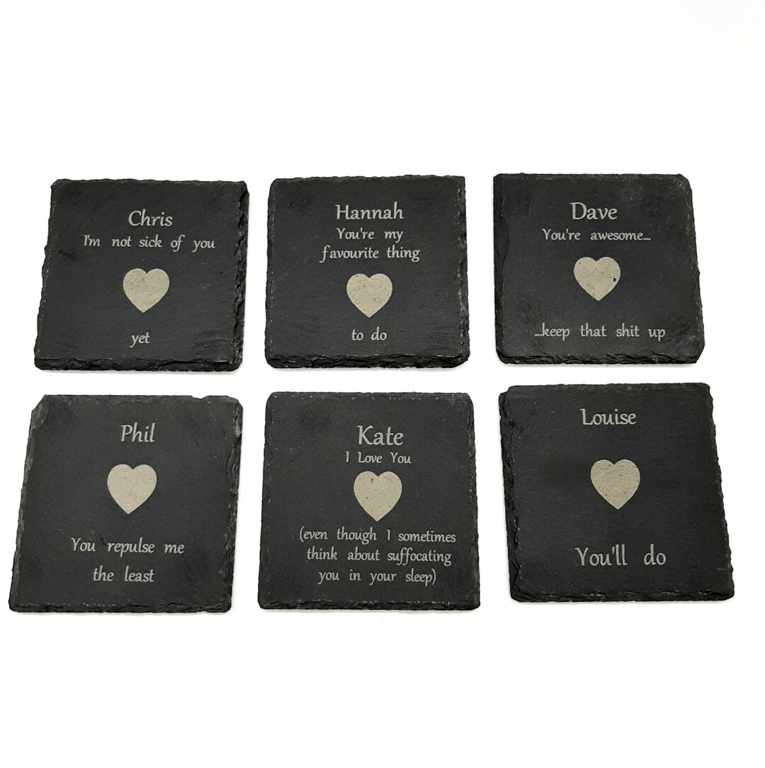 Personalised Slate Coasters With Sarcastic Quotes! A Funny Gift for Him ...