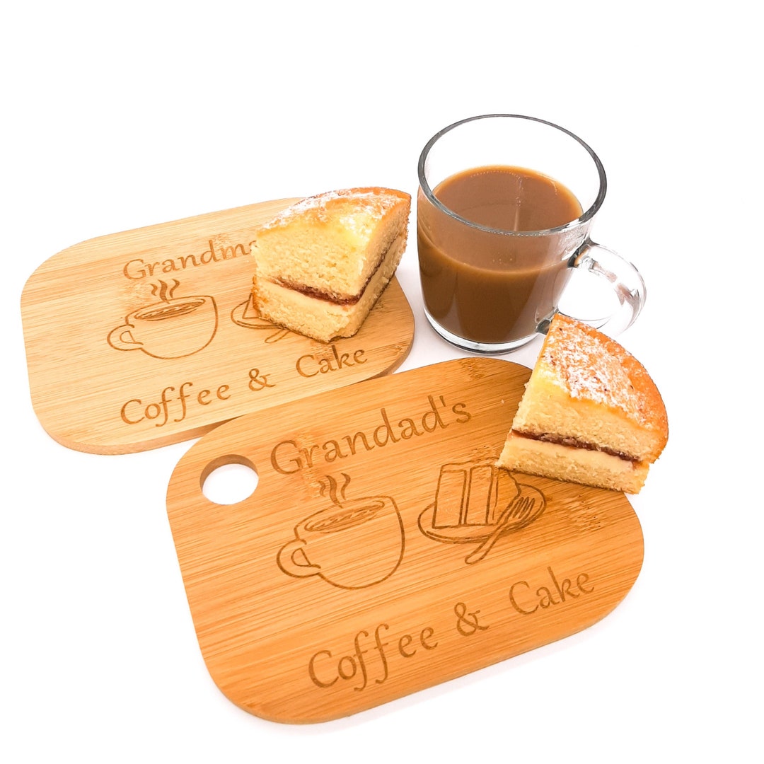 Personalised Coffee, Tea & Cake tray, treat board. Gift for mum, dad ...