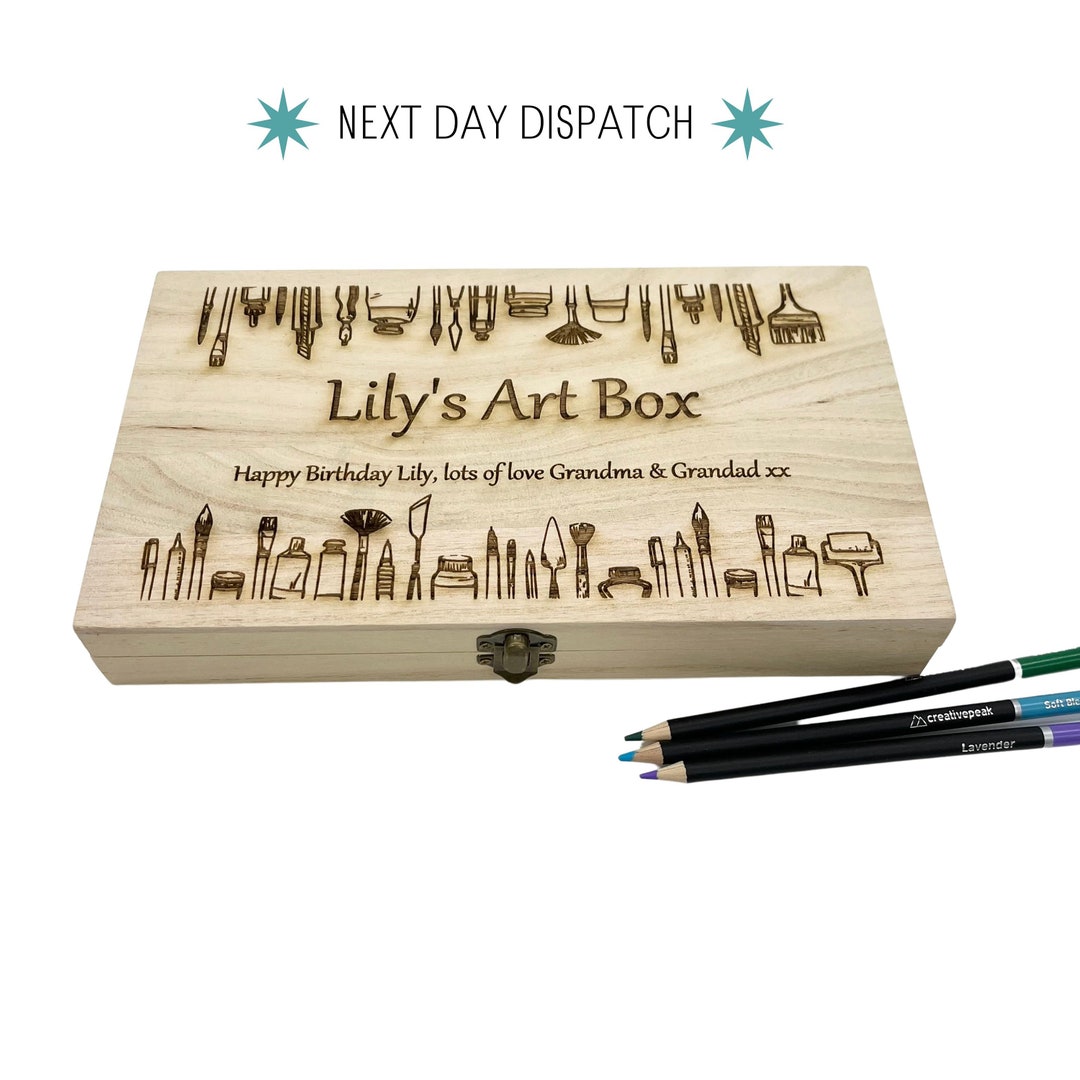 Personalised Art Box With Engraved Message, Gift Idea for Art Lovers ...