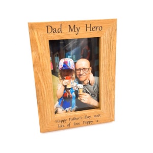 Personalised Dad My Hero Picture Frame. Father's Day Photo Frame With ...