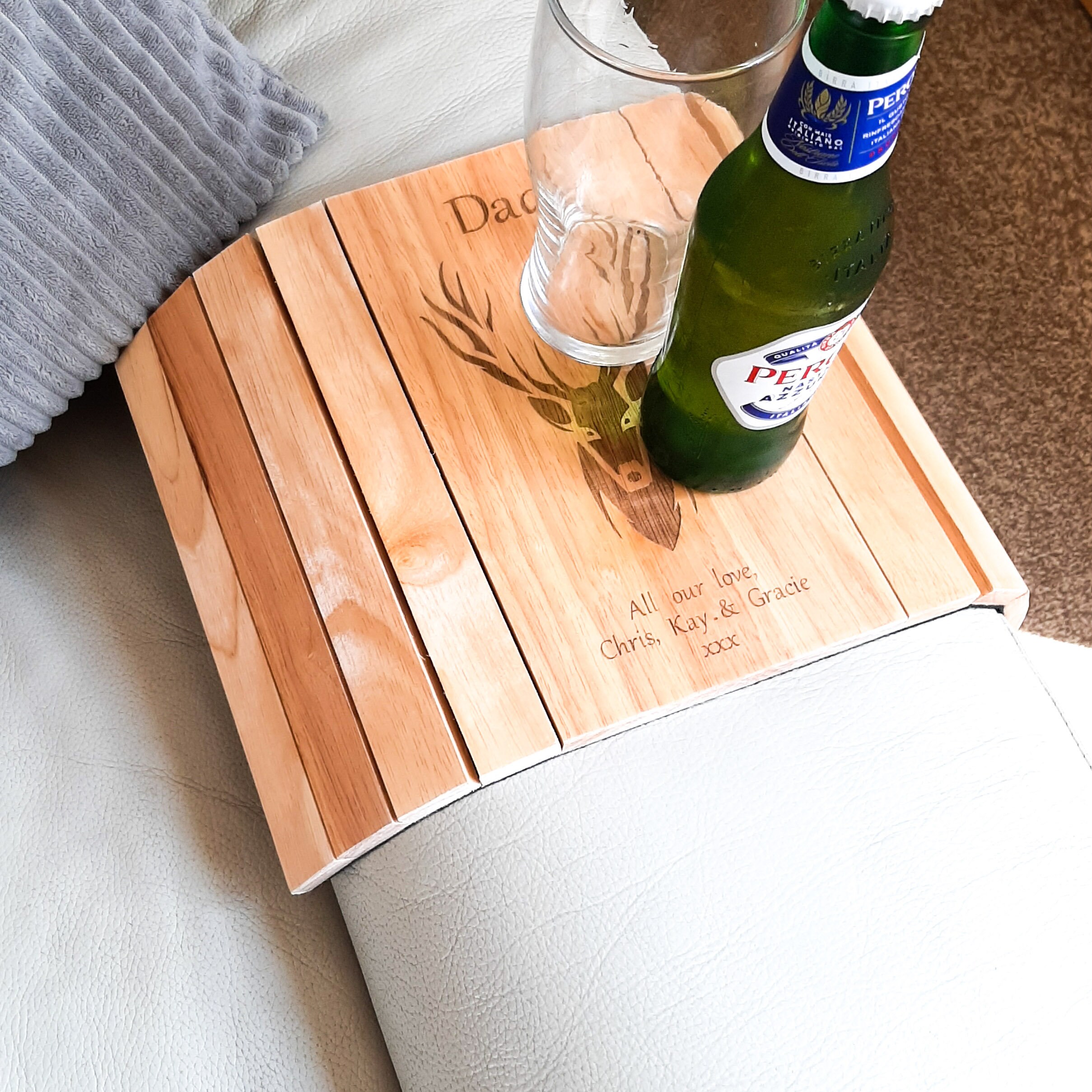Personalised Stag Sofa Tray & engraved message. Adjustable | Etsy