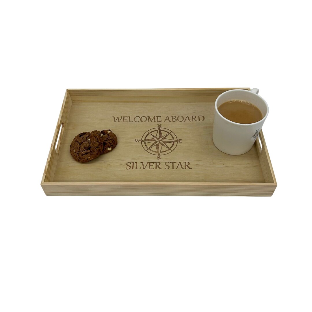 Personalised Boat Serving Tray, Lap Tray Engraved With Any Boat Name ...