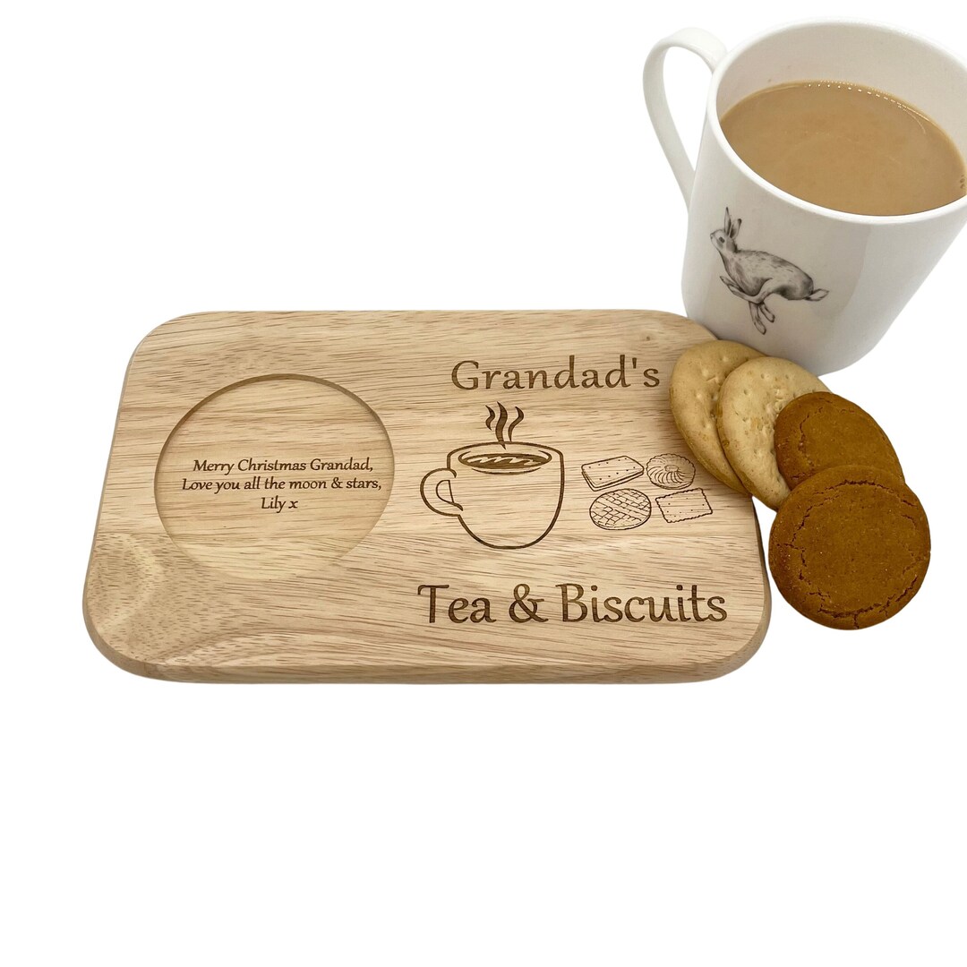 Grandparent Christmas Gift, Tea, Coffee & Biscuits Tray Personalised ...