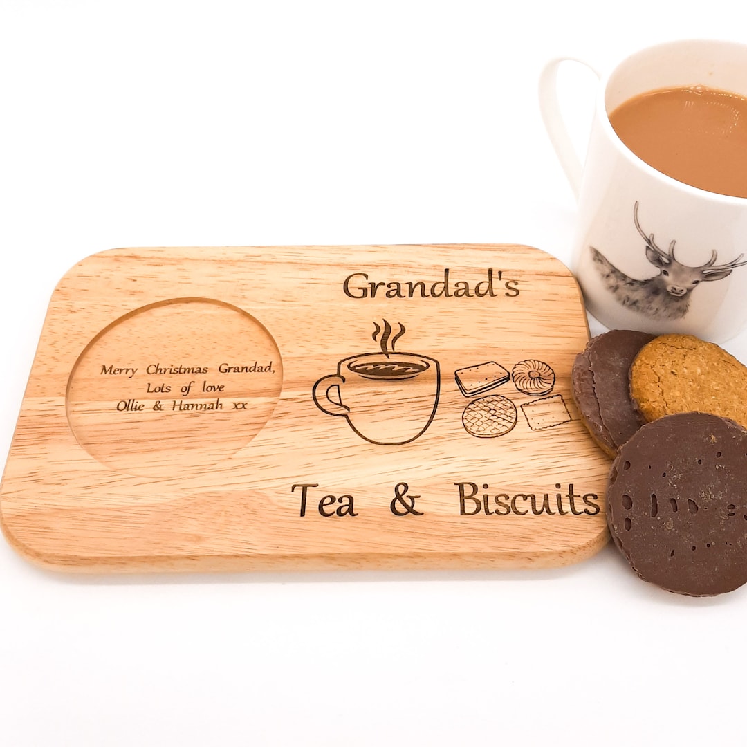 Personalised Tea, Coffee and Biscuits Board With Engraved Message ...