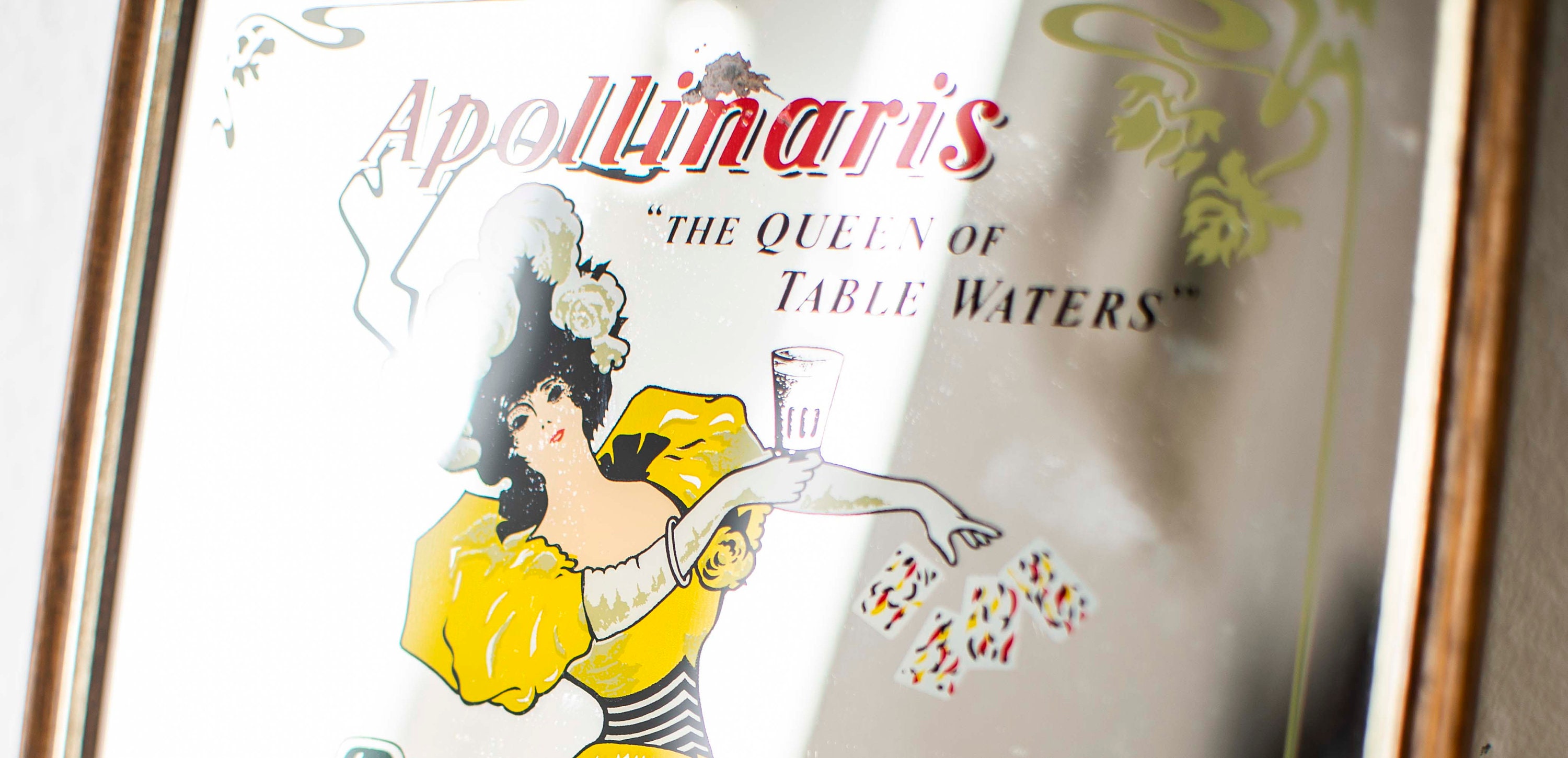 Vintage Mirror, Advertising Mirror, Antique queen of Table Waters ...