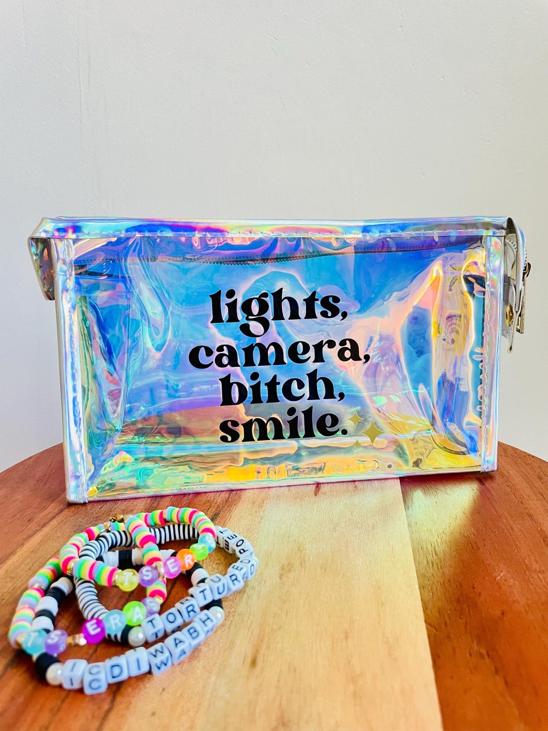 Tortured Poet Makeup Bag: Lights, Camera, Smile Travel Toiletry Bag - Etsy