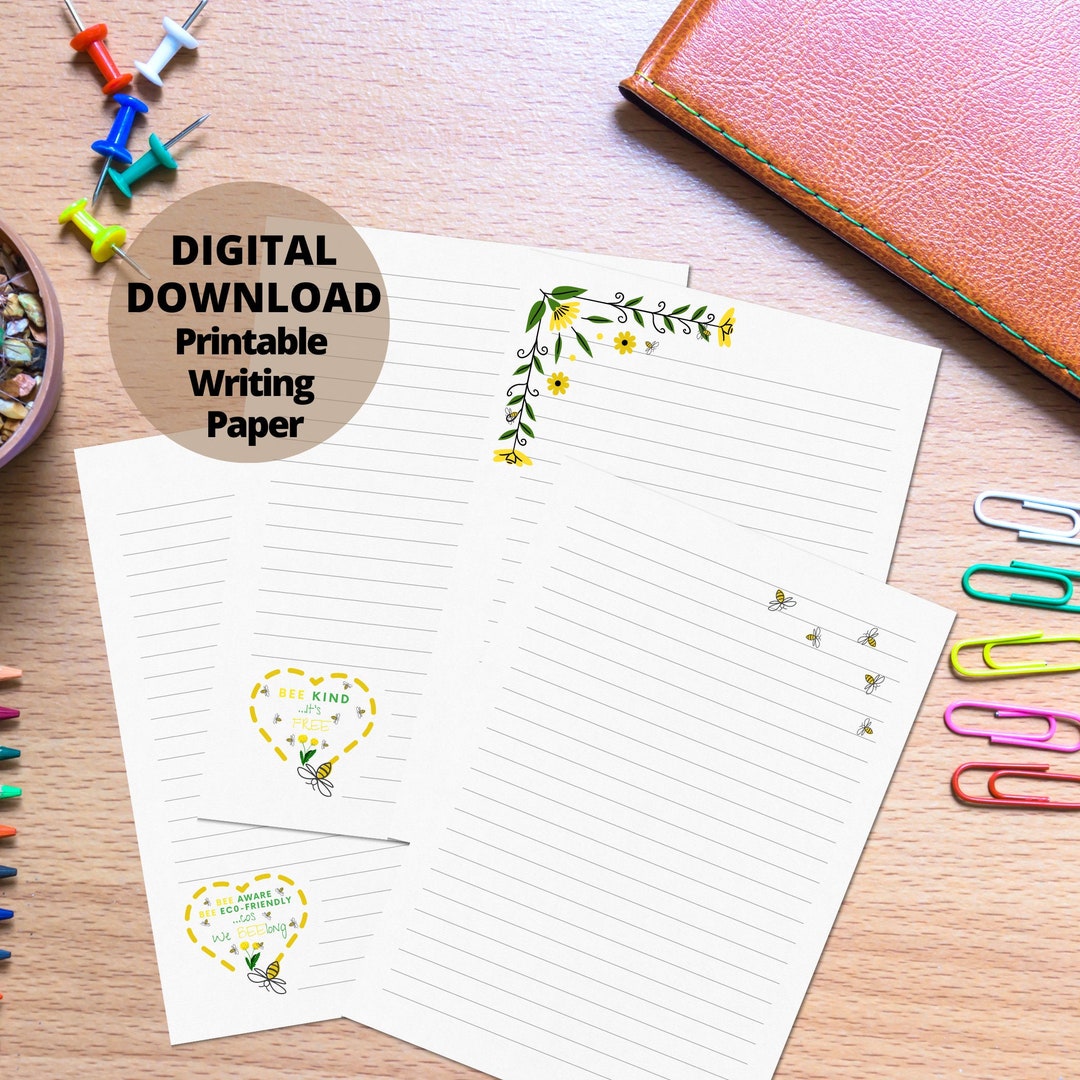 PRINTABLE Letter Writing Stationary A4 Paper, Honey Bees Digital ...