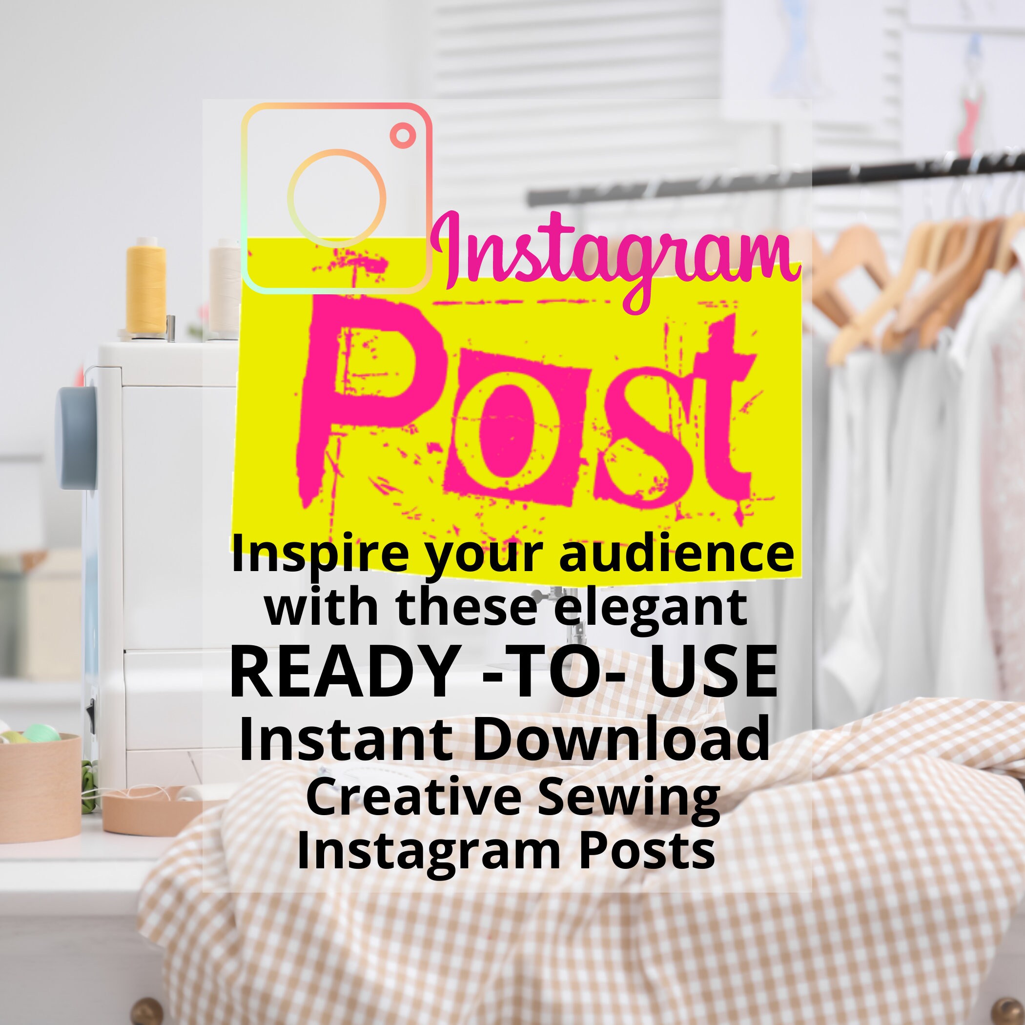 Instagram Post Template Sewing Captions, Digital Download Premade Ready ...