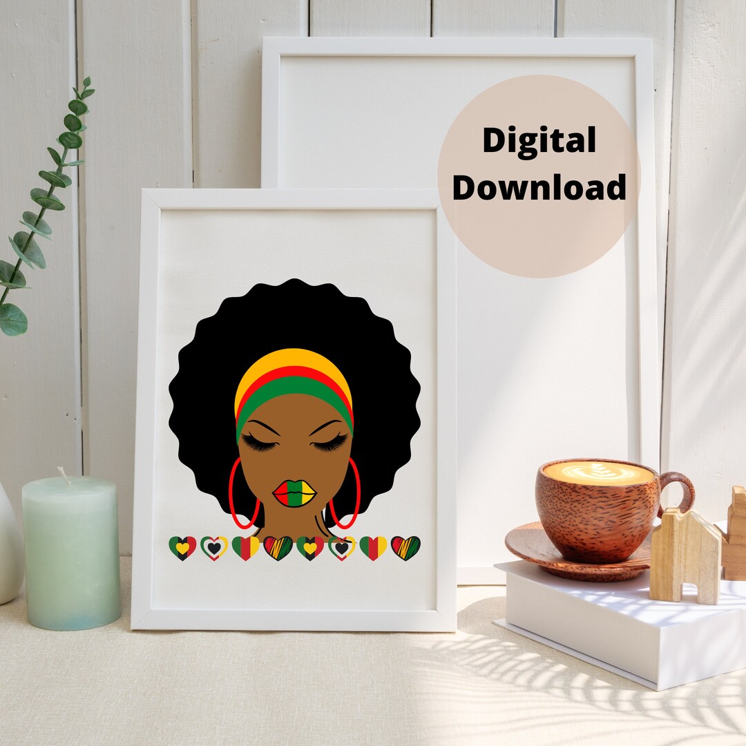 Black Woman Art, African American Printable Art, Black Girl Afro Art ...