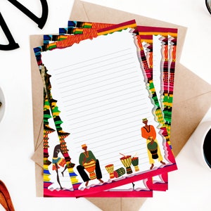 PRINTABLE Letter Writing Stationary A4 Paper, Digital Download, African ...