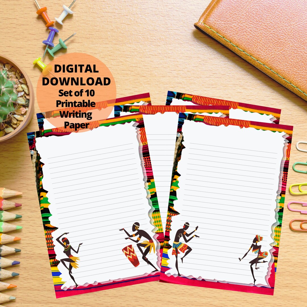 PRINTABLE Letter Writing Stationary A4 Paper, Digital Download, African ...