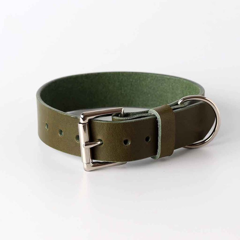 Green Leather Collar - Etsy