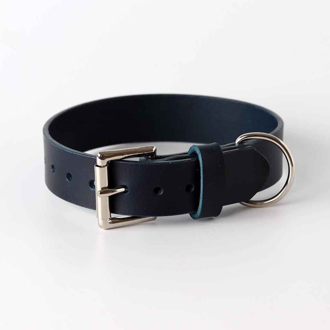 Navy Leather Dog Collar / Kaseta Leather - Etsy