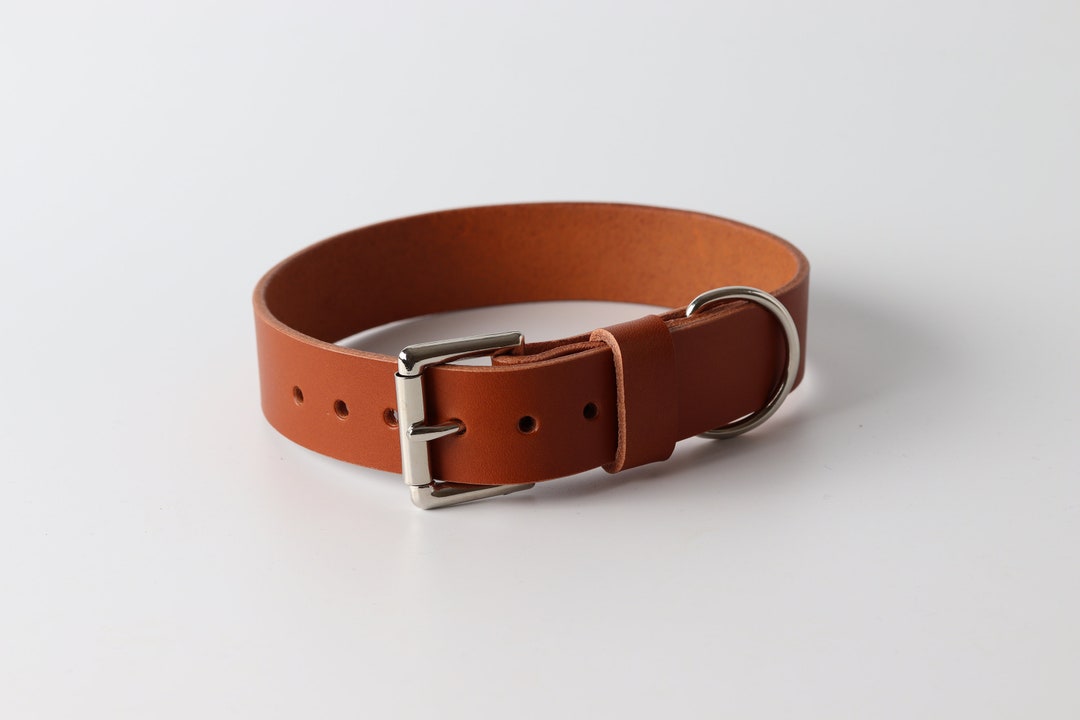 Light Tan Leather Dog Collar / Handmade Tan Dog Collar / Gift for Puppy ...