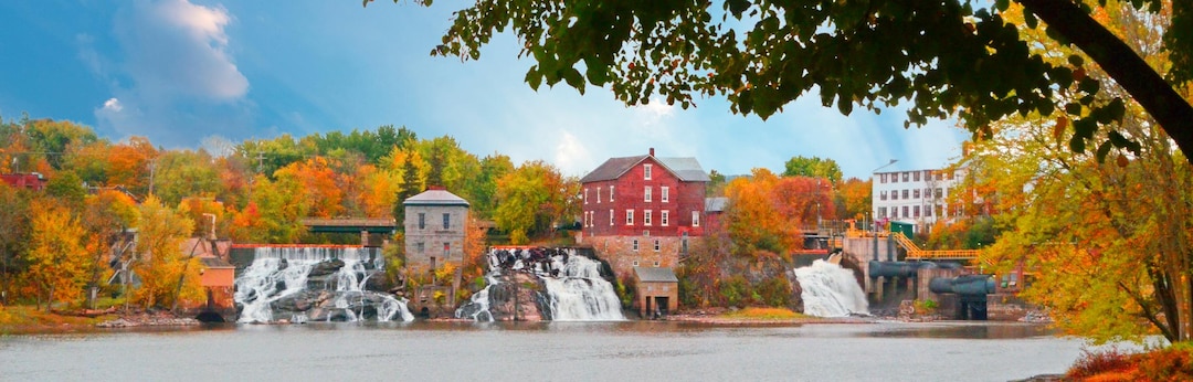 Vermont Scenic, Fall Foliage, Vergennes, VT., Otter Creek Waterfalls ...