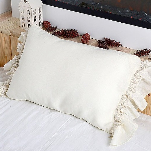 Lace Trimmed Linen PILLOWCASE in Natural Flax or Off-white | Etsy