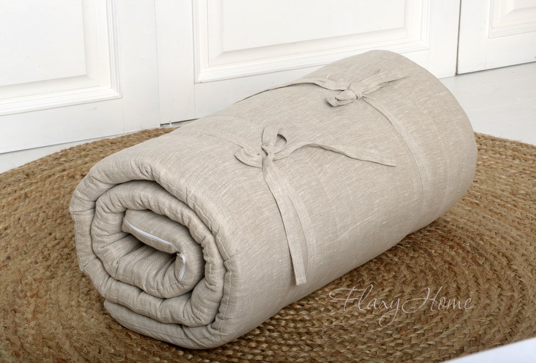 30x75x1.2 Flax and Cotton Filled Topper With Linen Ties. Fully Natural ...