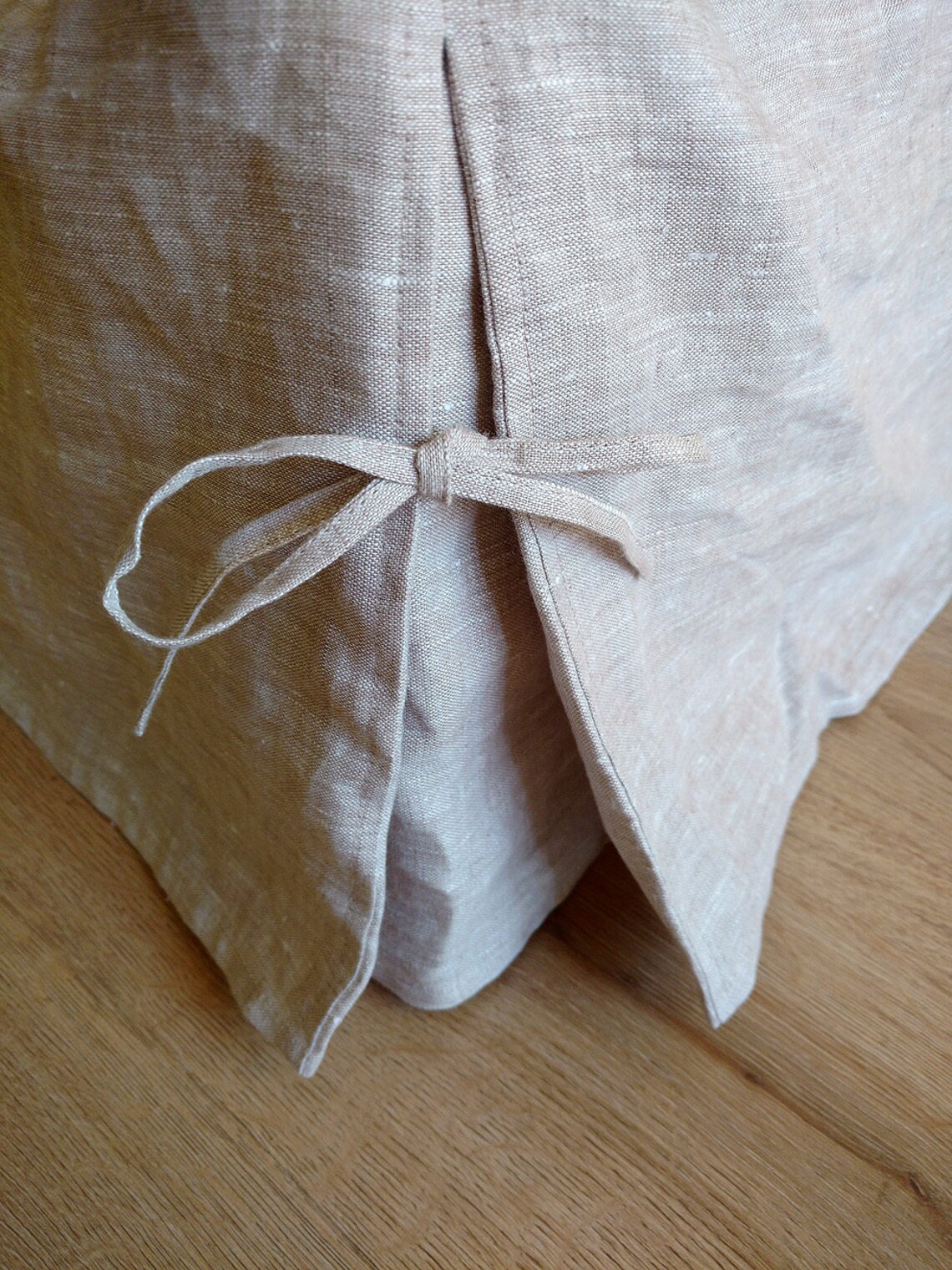 Linen Box Pleated Bedskirt With Ties. Natural Flax Bed Sheet | Etsy