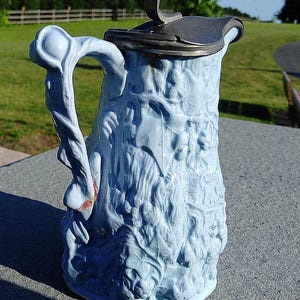 Antique Victorian T Booth (hanley) Pewter Mounted Stoneware Ivy Tree ...