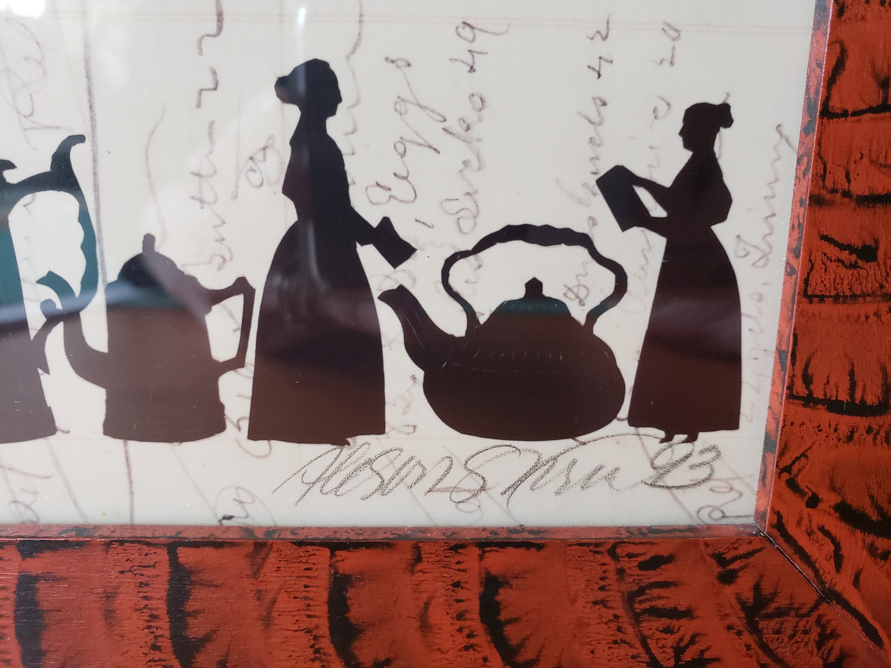 Alison Shriver Tea Kettle & Colonial Woman Collage Print With Faux ...