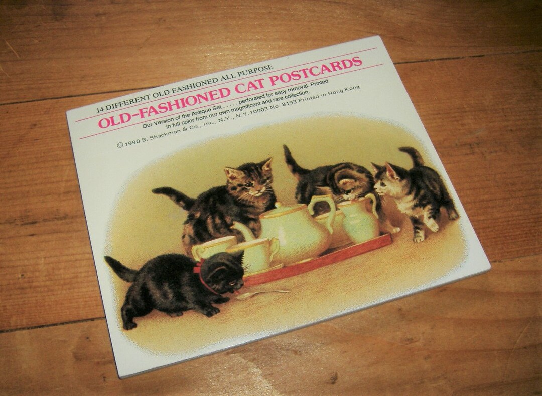 Vintage Cat Postcard Booklet • 14 Old-fashioned Color Prints • Kittens ...