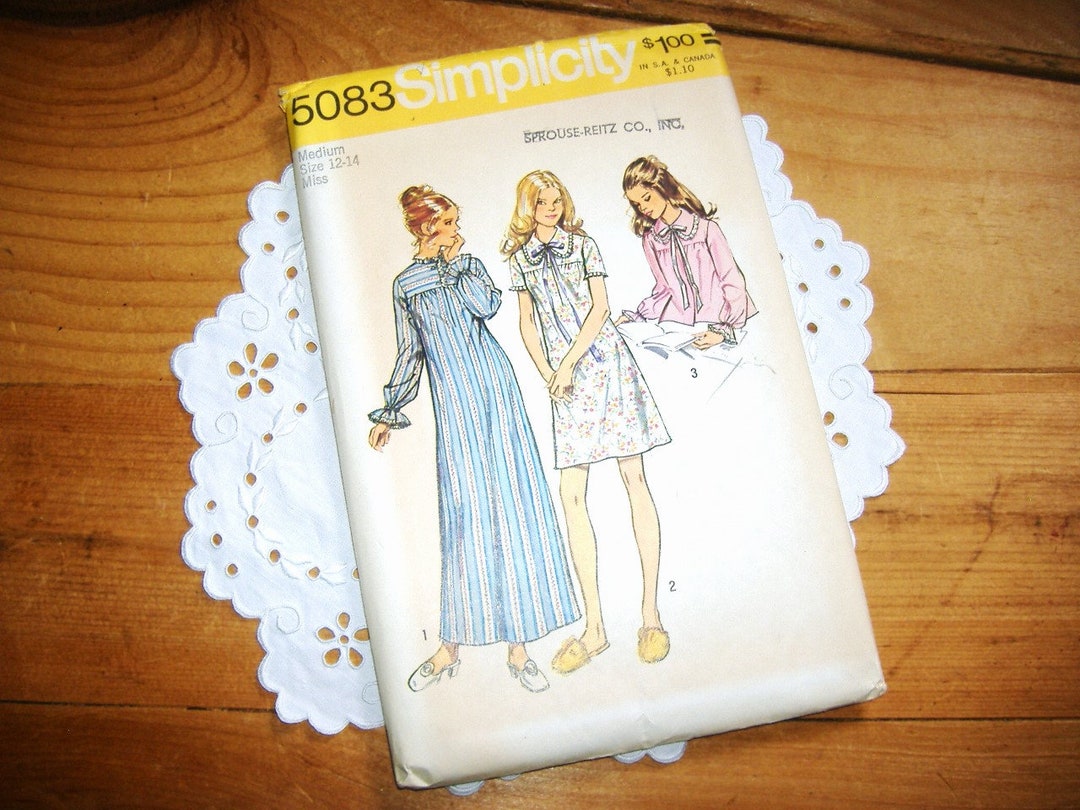 Uncut Vintage Simplicity Nightgown & Bed Jacket Pattern 5083 • Size 12 ...