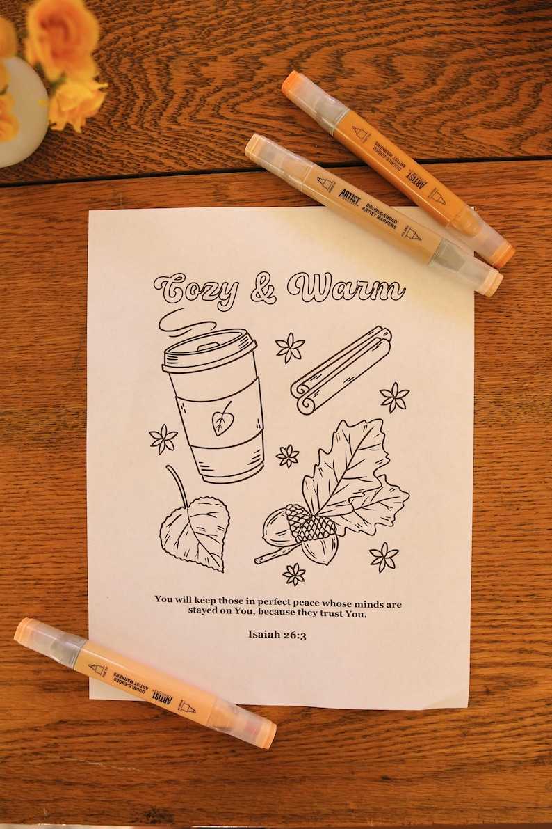 Cozy & Warm Coloring Page, Simple and Easy Coloring Pages to Relieve ...