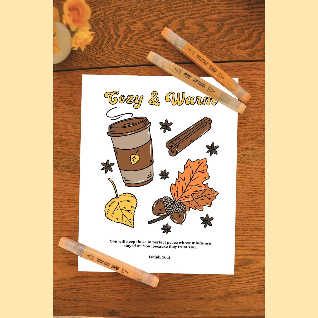 Cozy & Warm Coloring Page, Simple and Easy Coloring Pages to Relieve ...