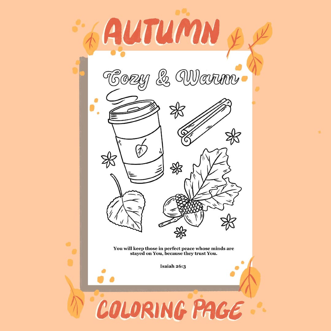 Cozy & Warm Coloring Page, Simple and Easy Coloring Pages to Relieve ...