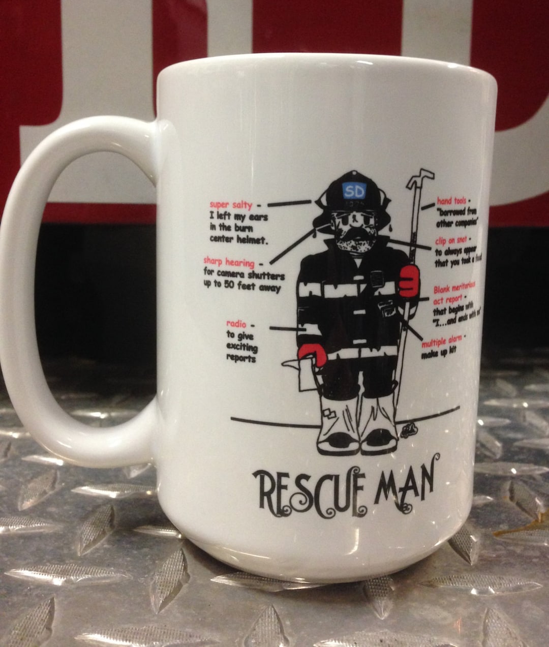 FDNY Rescue Firefighter Coffee Mug: Vintage Cartoon Gift - Etsy