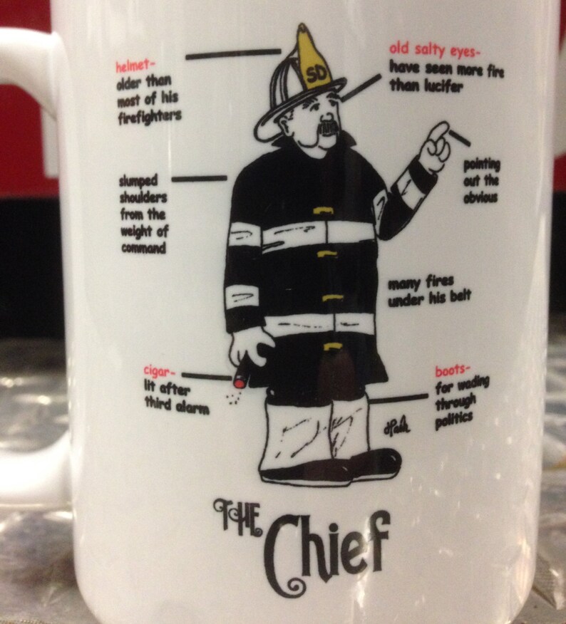 Chief Firefighter Coffee Mug: Vintage FDNY Cartoon, Extra Large 15oz - Etsy